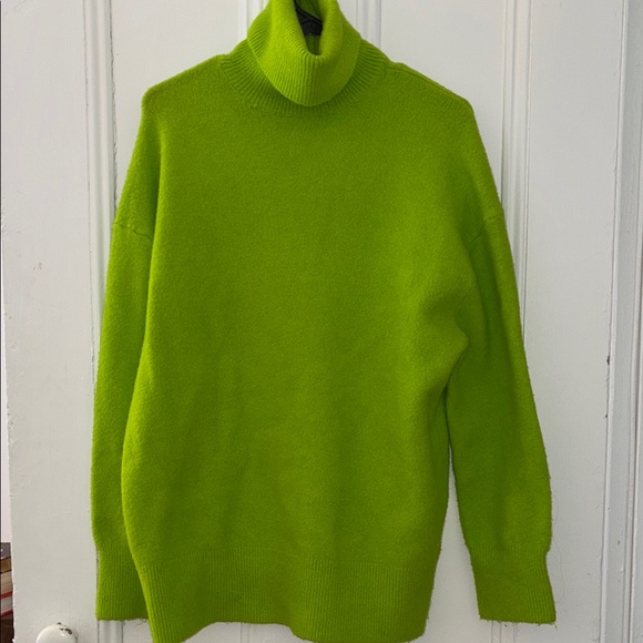 Zara | Sweaters | Bright Green Turtleneck Sweater | Poshmark